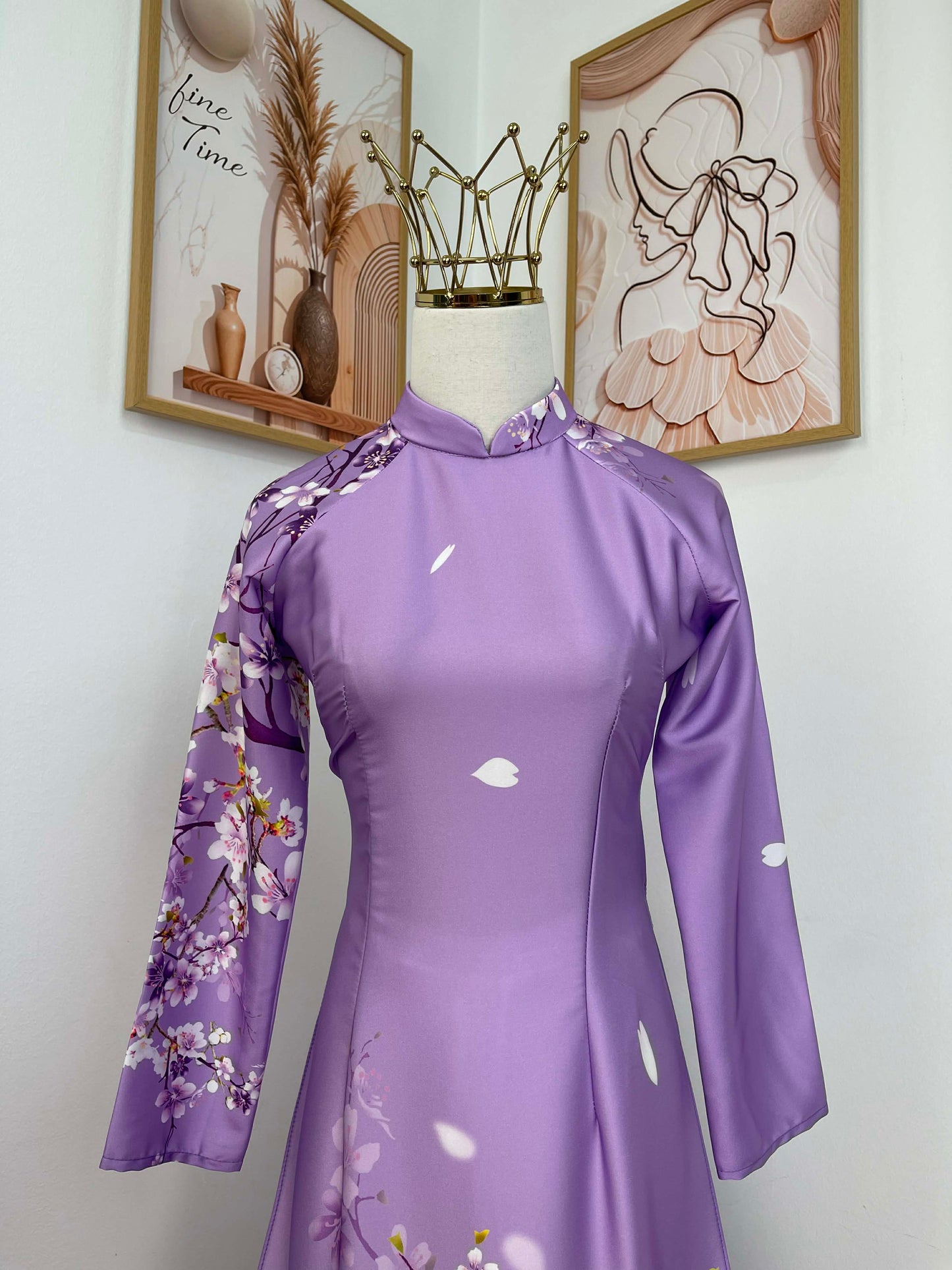 H438 1778 Áo only - Áo dài lụa kim sa phú quý màu tím – Cocolilistore